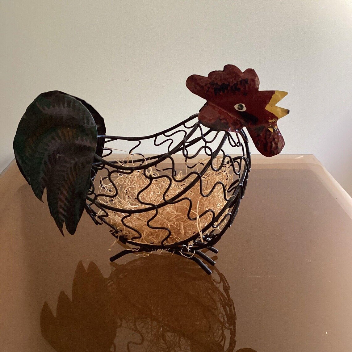 Antique Rooster Chicken Wire Egg Basket Country Farmhouse Decor - Etsy