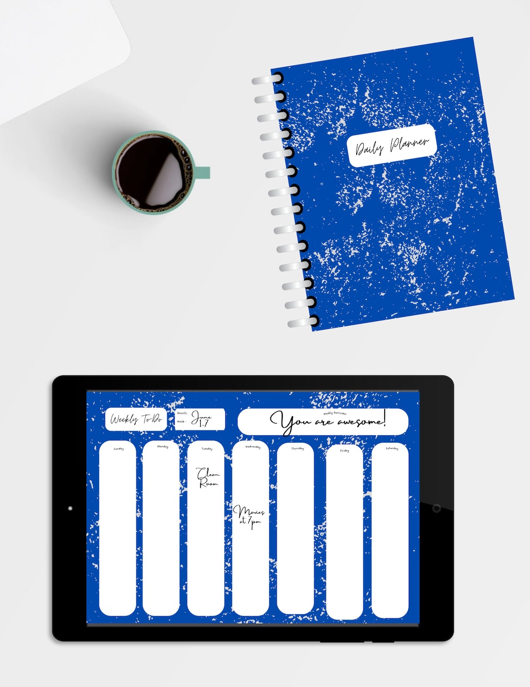Digital or Printable Weekly - Daily - Monthly Planner - Undated - Navy ...