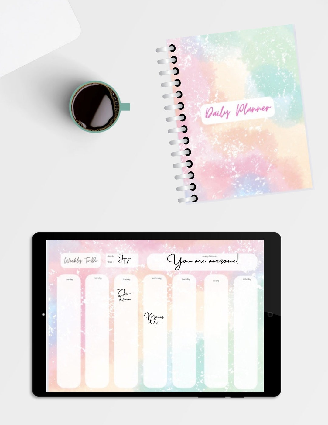 Digital OR Printable Weekly - Daily - Monthly Planner - Undated - Tie ...