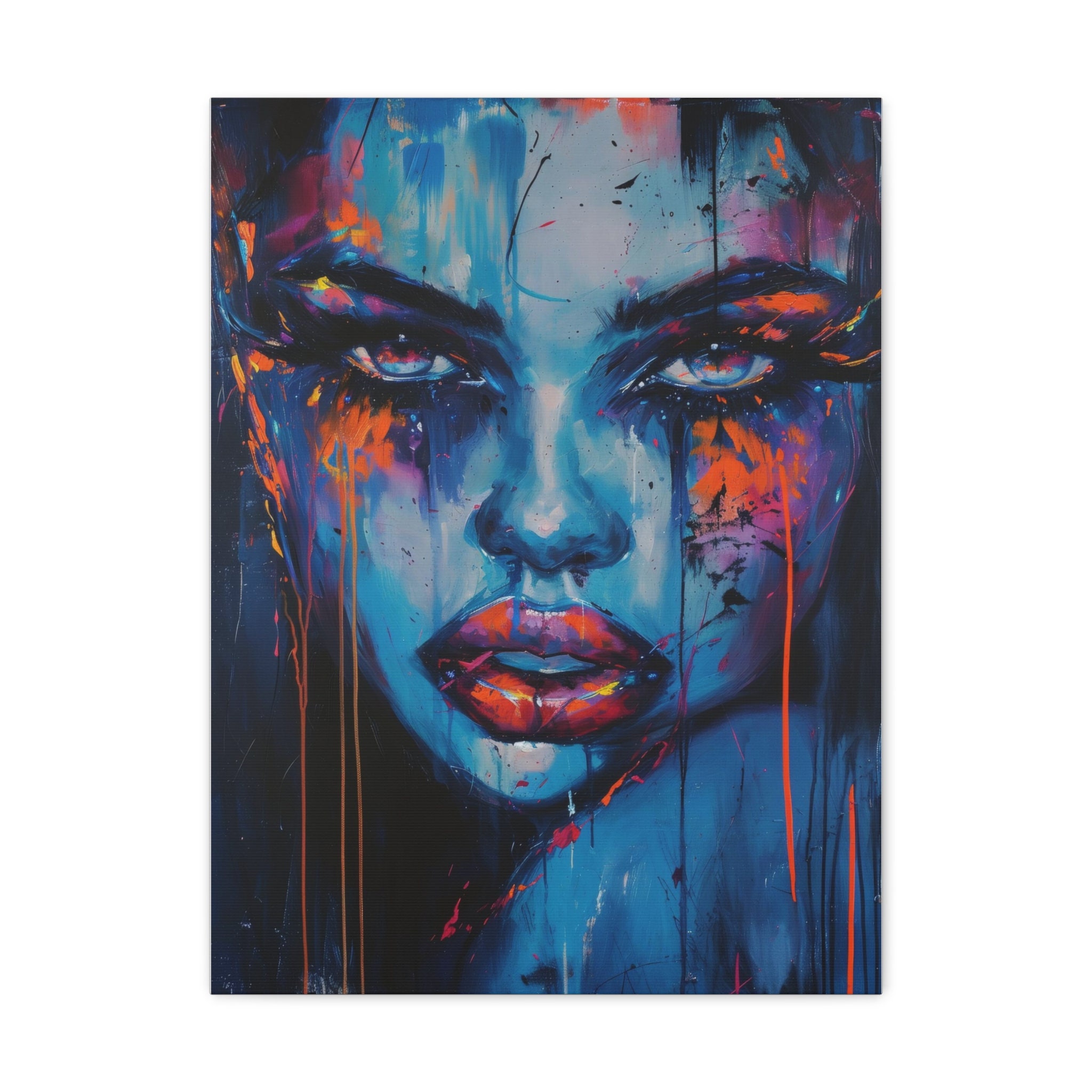 Urban Street Art Canvas Colorful Drip Painting Vibrant Beautiful Girl ...