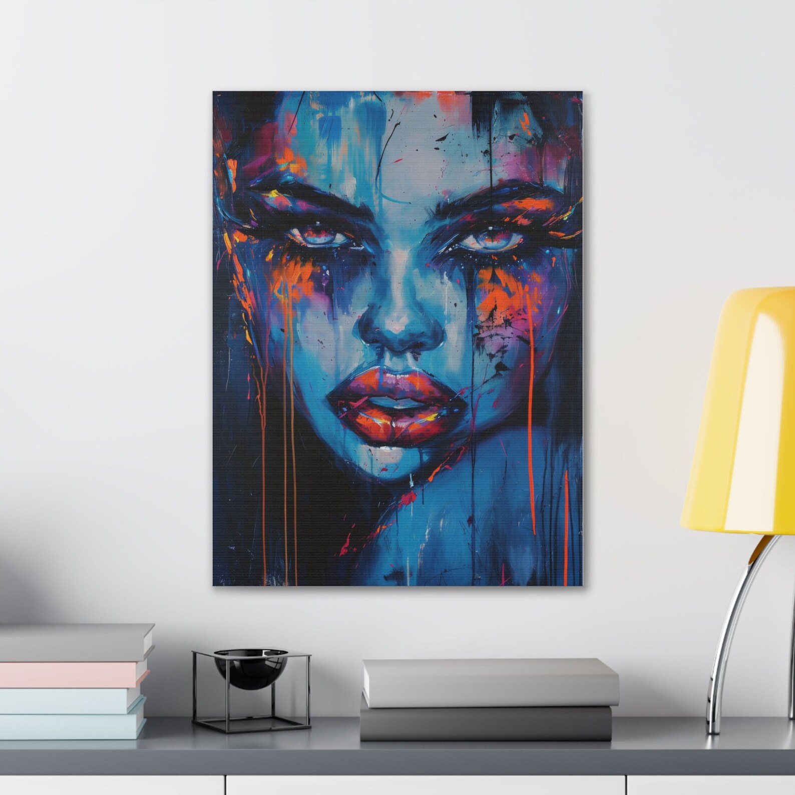 Urban Street Art Canvas Colorful Drip Painting Vibrant Beautiful Girl ...