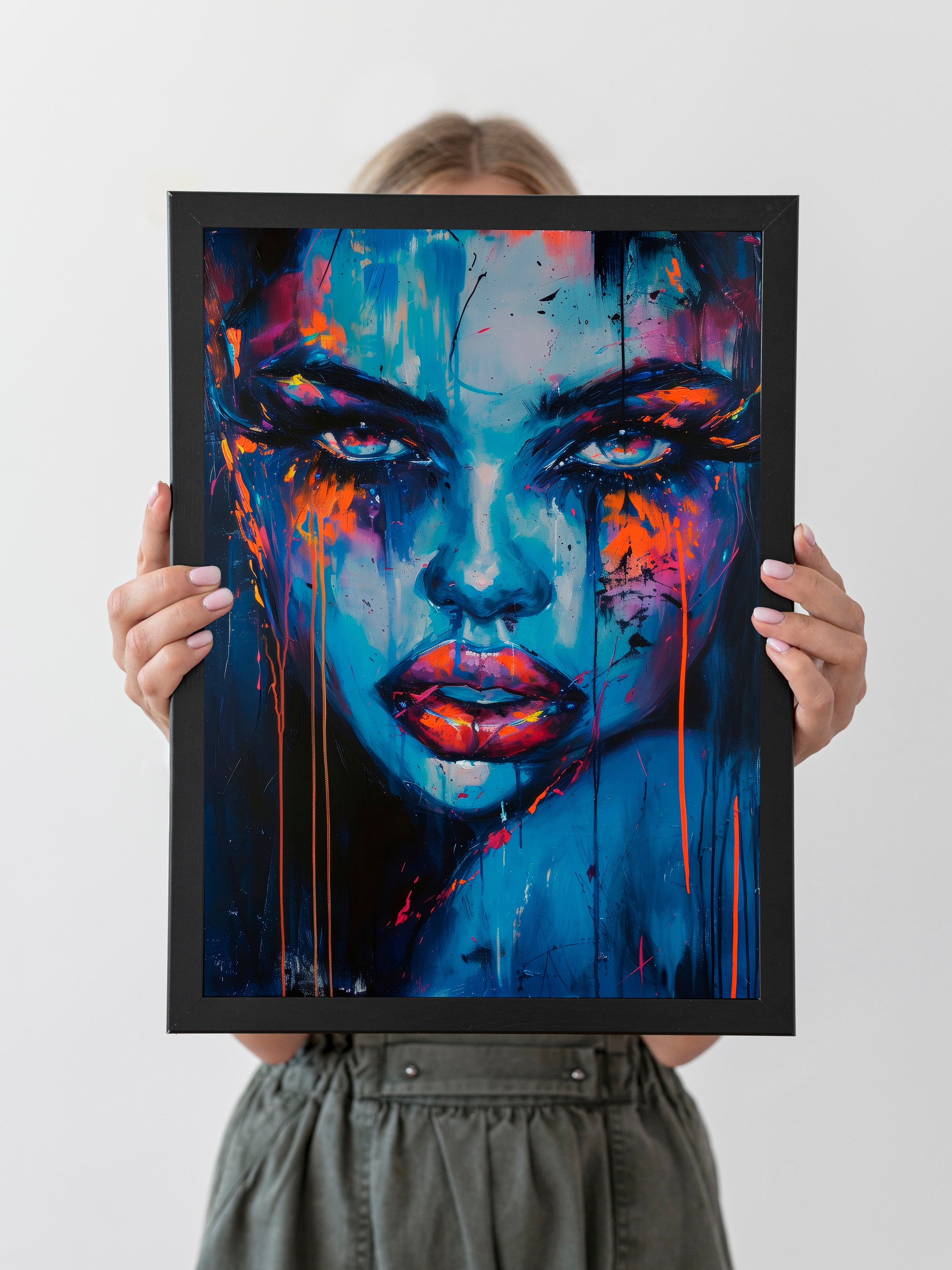 Urban Street Art Canvas Colorful Drip Painting Vibrant Beautiful Girl ...