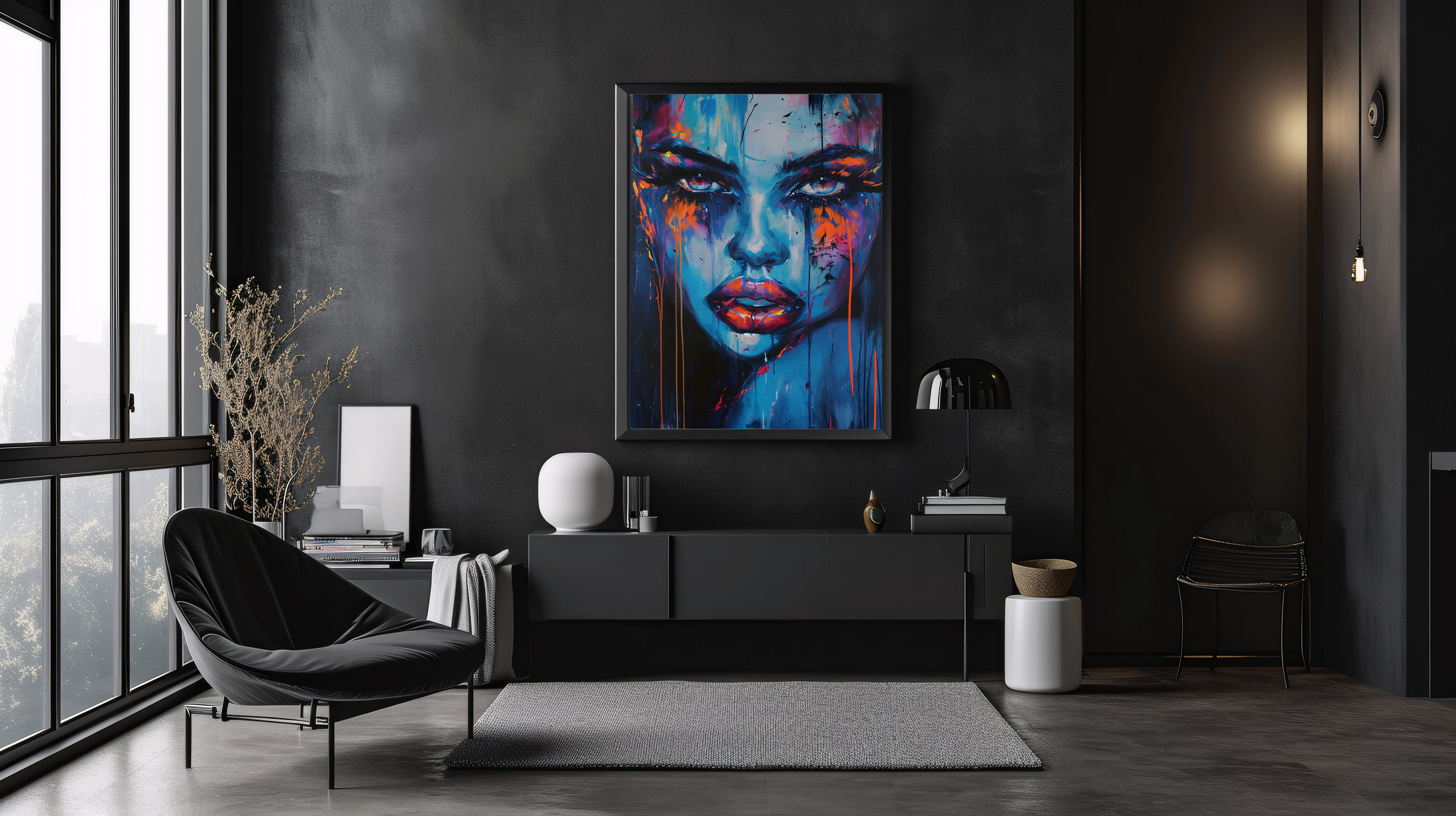 Urban Street Art Canvas Colorful Drip Painting Vibrant Beautiful Girl ...