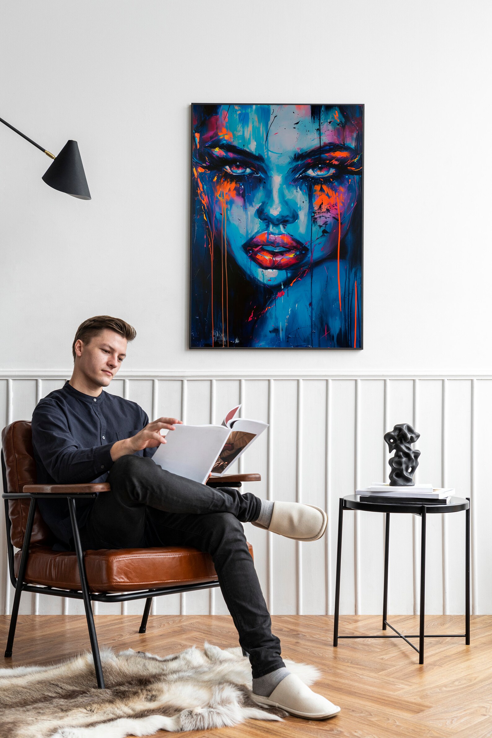 Urban Street Art Canvas Colorful Drip Painting Vibrant Beautiful Girl ...