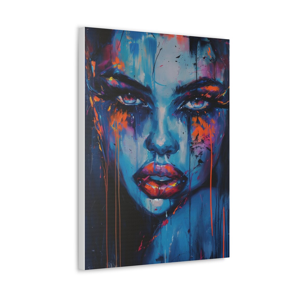 Urban Street Art Canvas Colorful Drip Painting Vibrant Beautiful Girl ...