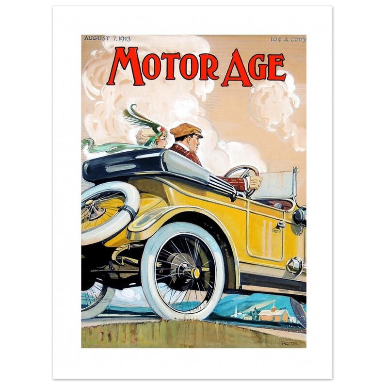 Vintage Motor Age Magazine Poster Artwork - Etsy