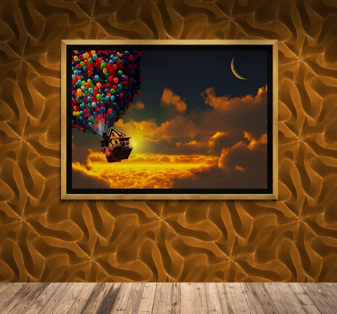 Floating up House Poster, House Art, Home Decor, Floating House in Sky ...