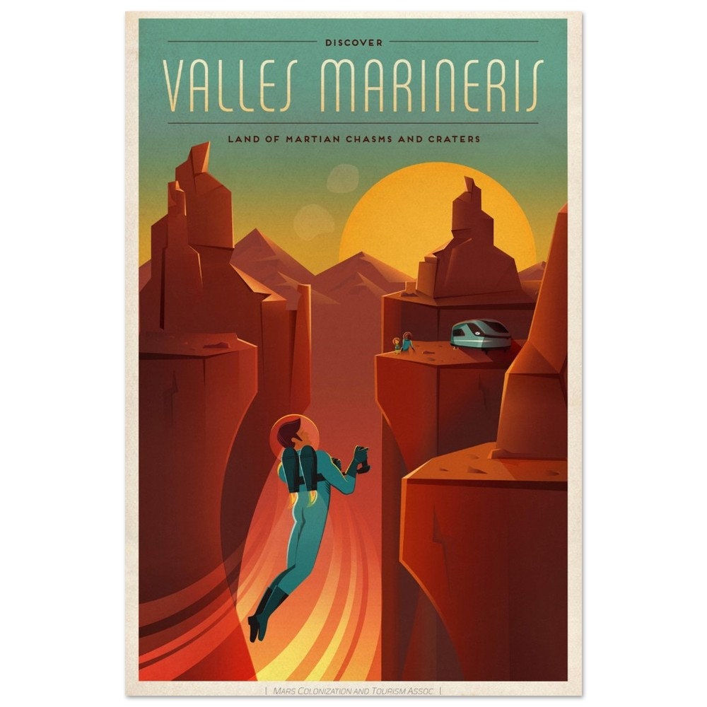 Valles Marineris Visit Mars Retro Space Poster - Etsy