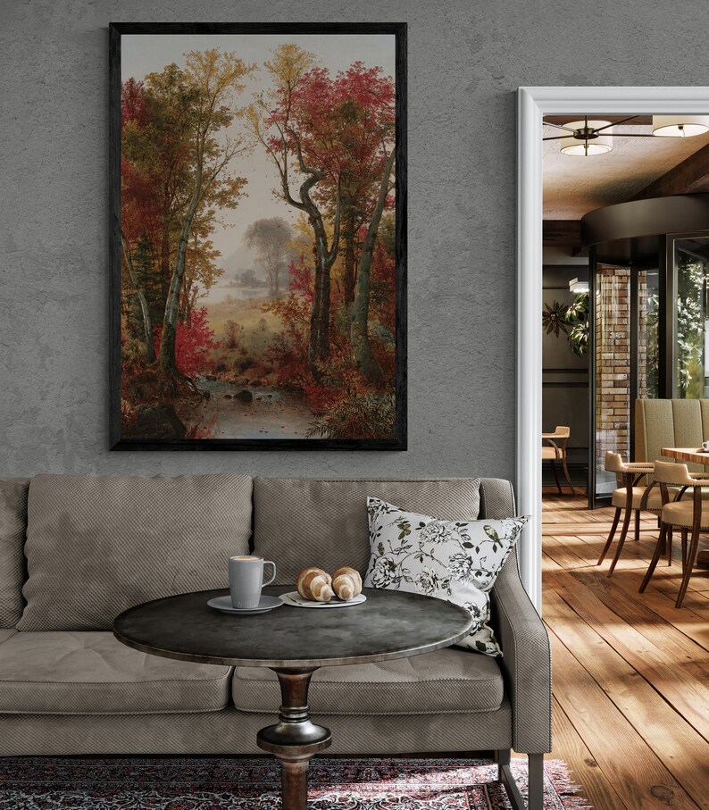 Autumn Landscape, Louis Remy Mignot 1857 Oil on Canvas - Etsy