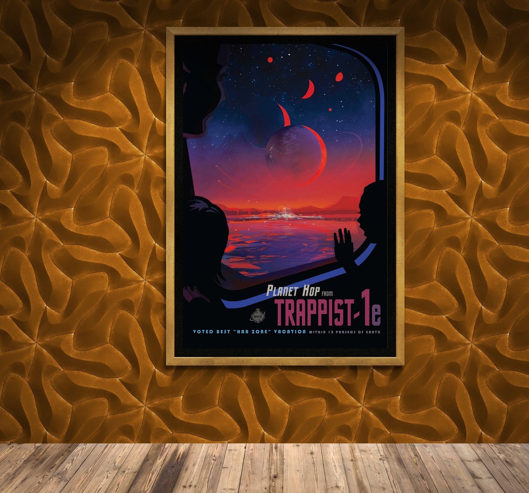 Trappist-1e JPL Travel Poster | Cosmic Cartoon Artwork | Exoplanet ...