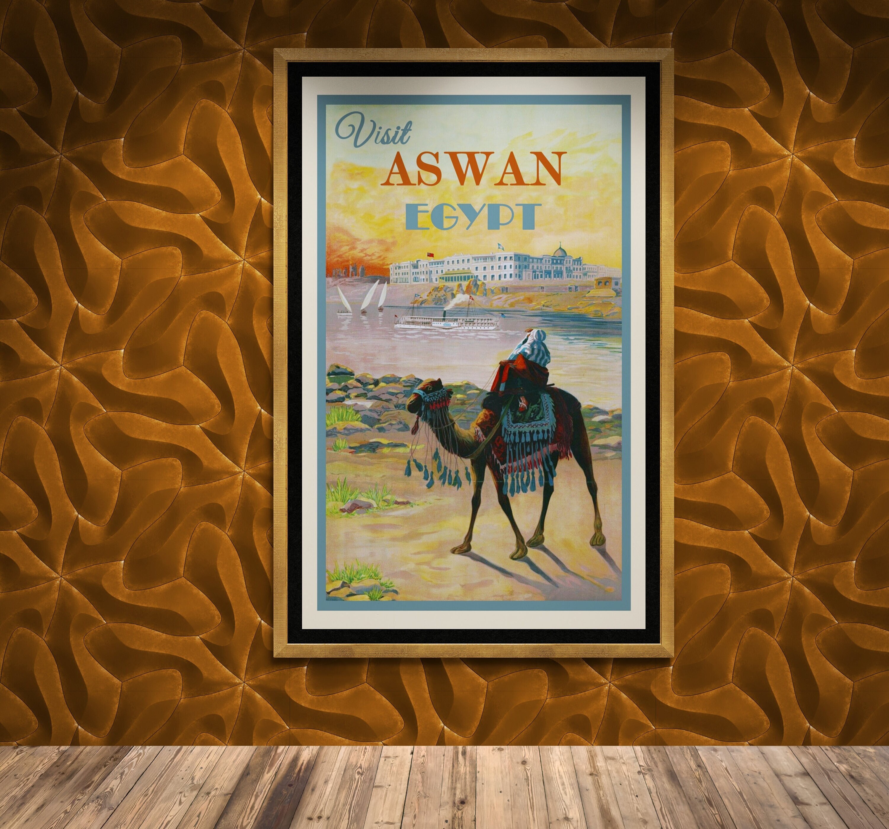 Aswan, Egypt Travel Poster | Ancient Art | Nile River | Exotic Art ...