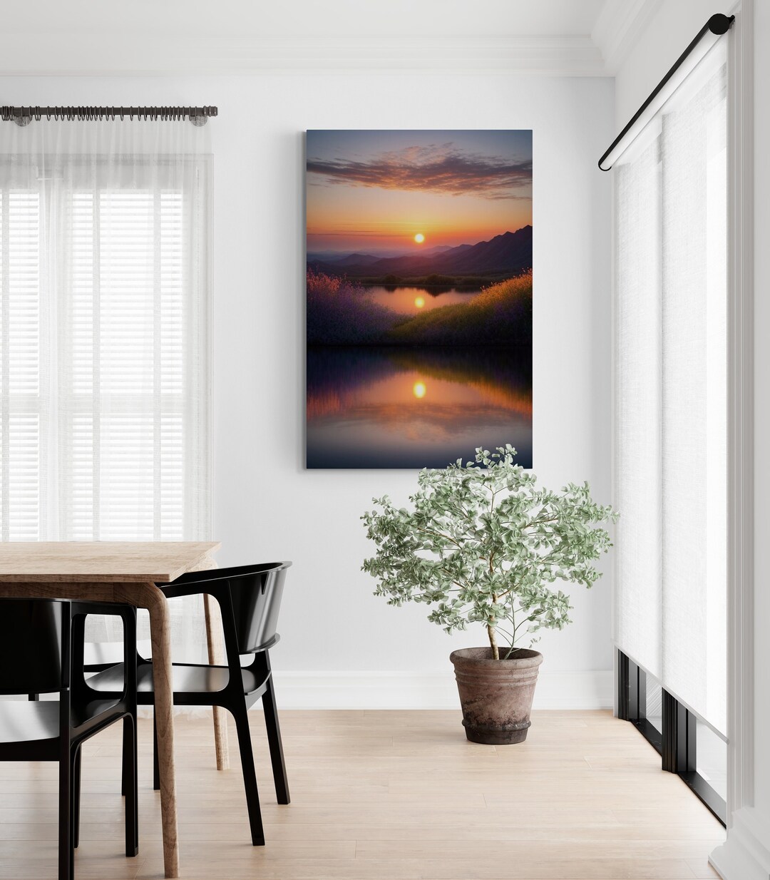 Three Suns | Original Sunset Poster Artwork | Moody Cloud Sunset ...