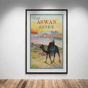 Aswan, Egypt Travel Poster | Ancient Art | Nile River | Exotic Art ...