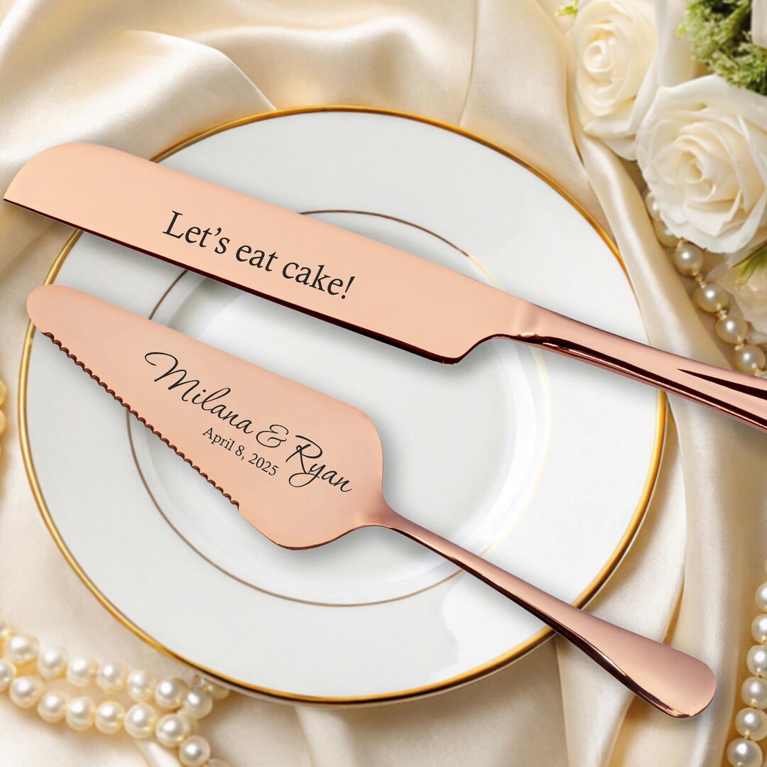 Personalized Wedding Cake Cutting Set - Engraved Cake Knife & Server ...