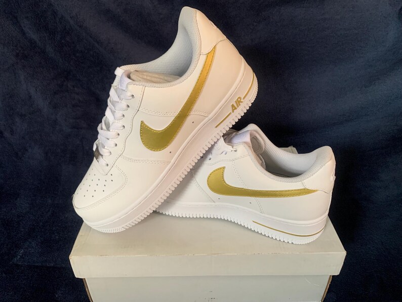 Custom Nike Air Force 1 - Light Blue, Gold, Purple Tick - UK Size 7 ...