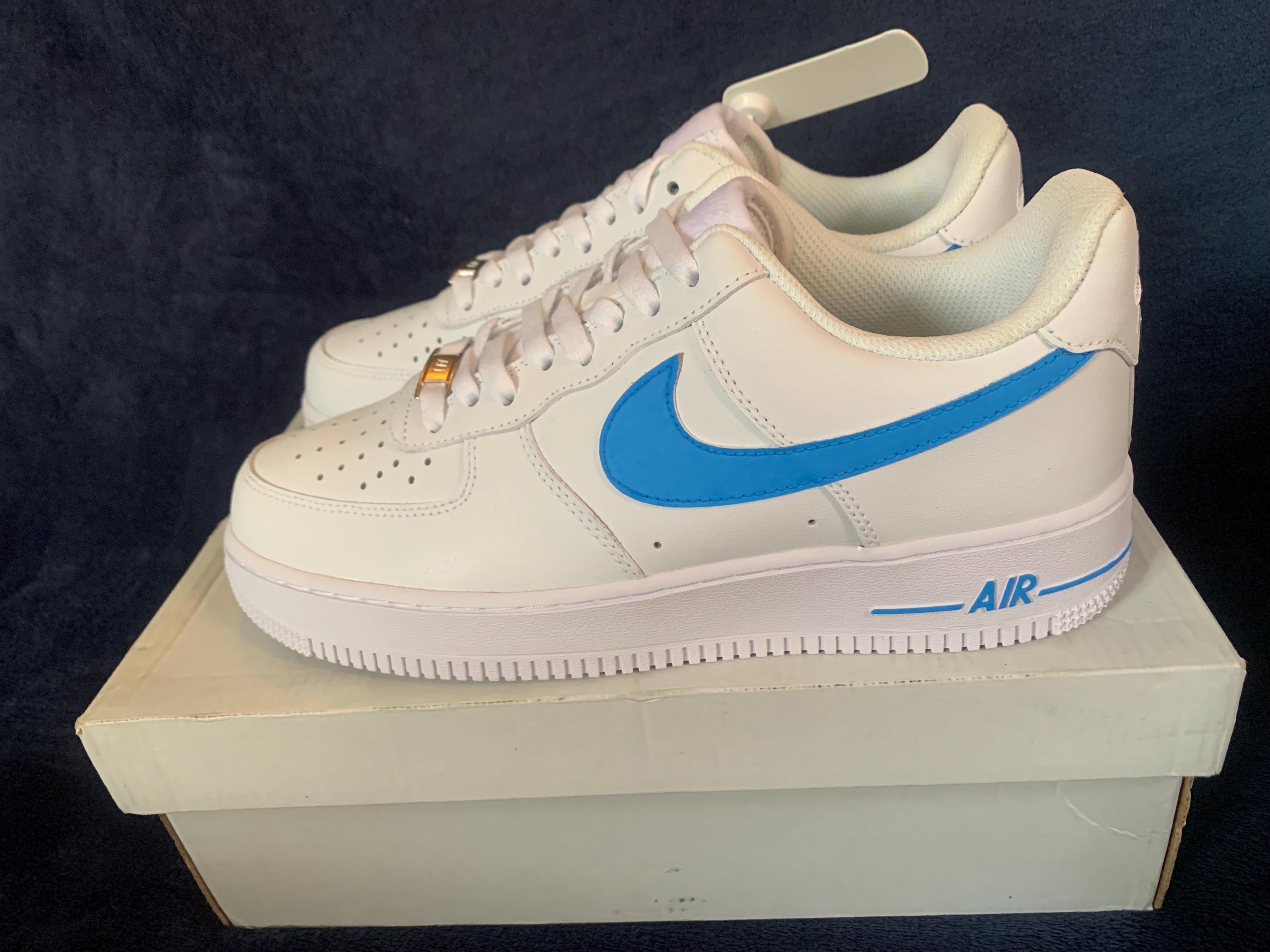 Custom Nike Air Force 1 - Light Blue, Gold, Purple Tick - UK Size 7 ...