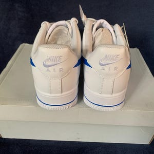 Custom Nike Air Force 1 - Navy Blue Tick - UK Size 6 Hand Painted AF1 ...