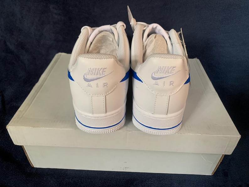 Custom Nike Air Force 1 - Navy Blue Tick - UK Size 6 Hand Painted AF1 ...