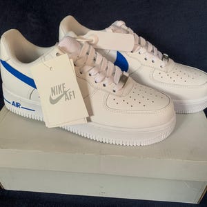 Custom Nike Air Force 1 - Navy Blue Tick - UK Size 6 Hand Painted AF1 ...