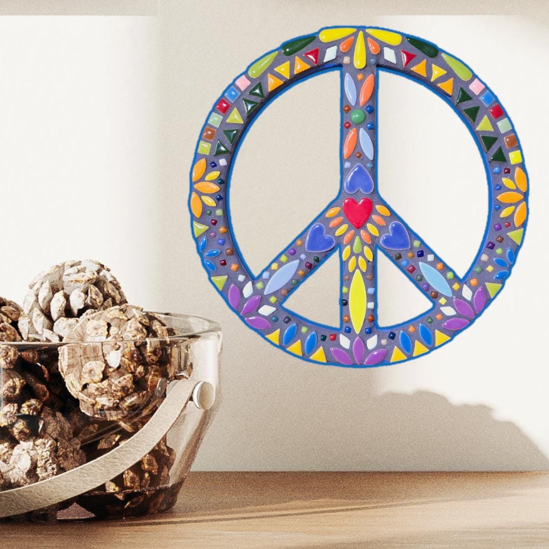 Handmade Peace Sign Mosaic Wall Art, Mosaic Art, Wall Décor, Home ...
