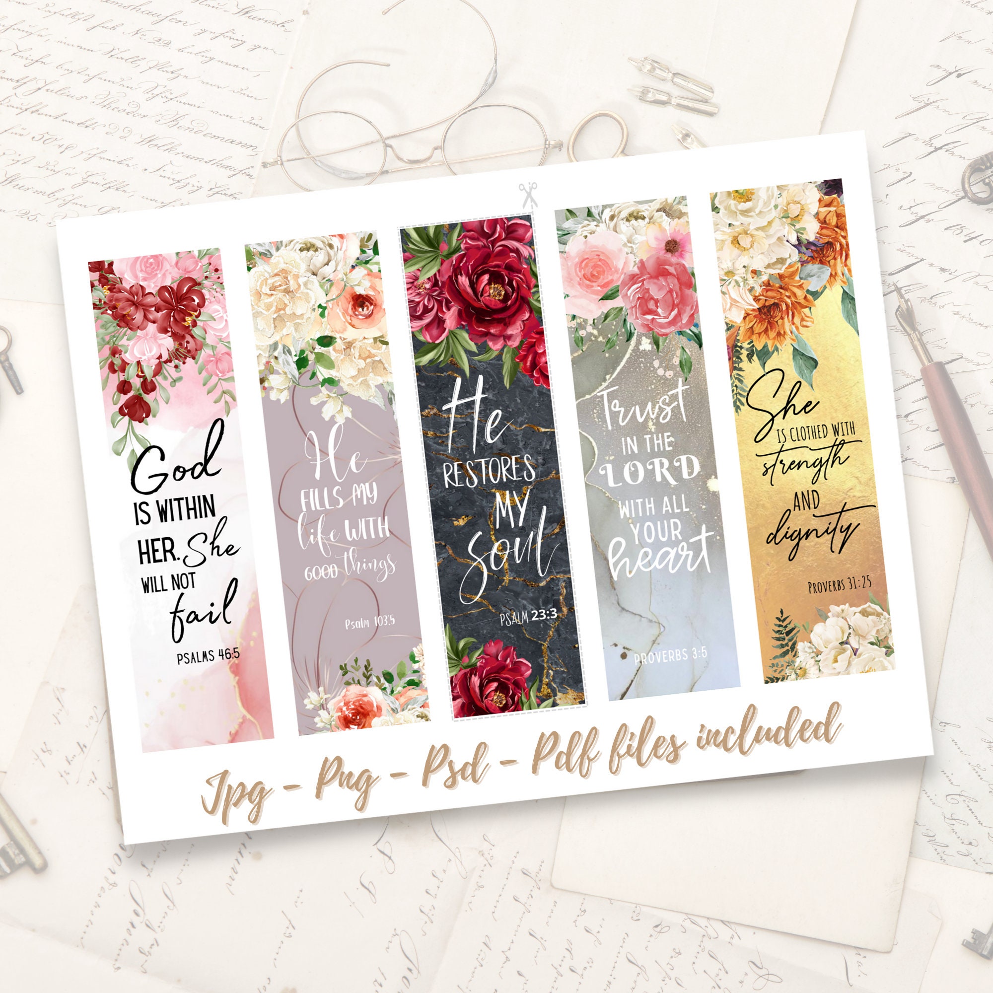 Printable Bible Verses Bookmarks N.1 , Instant Digital Download for ...