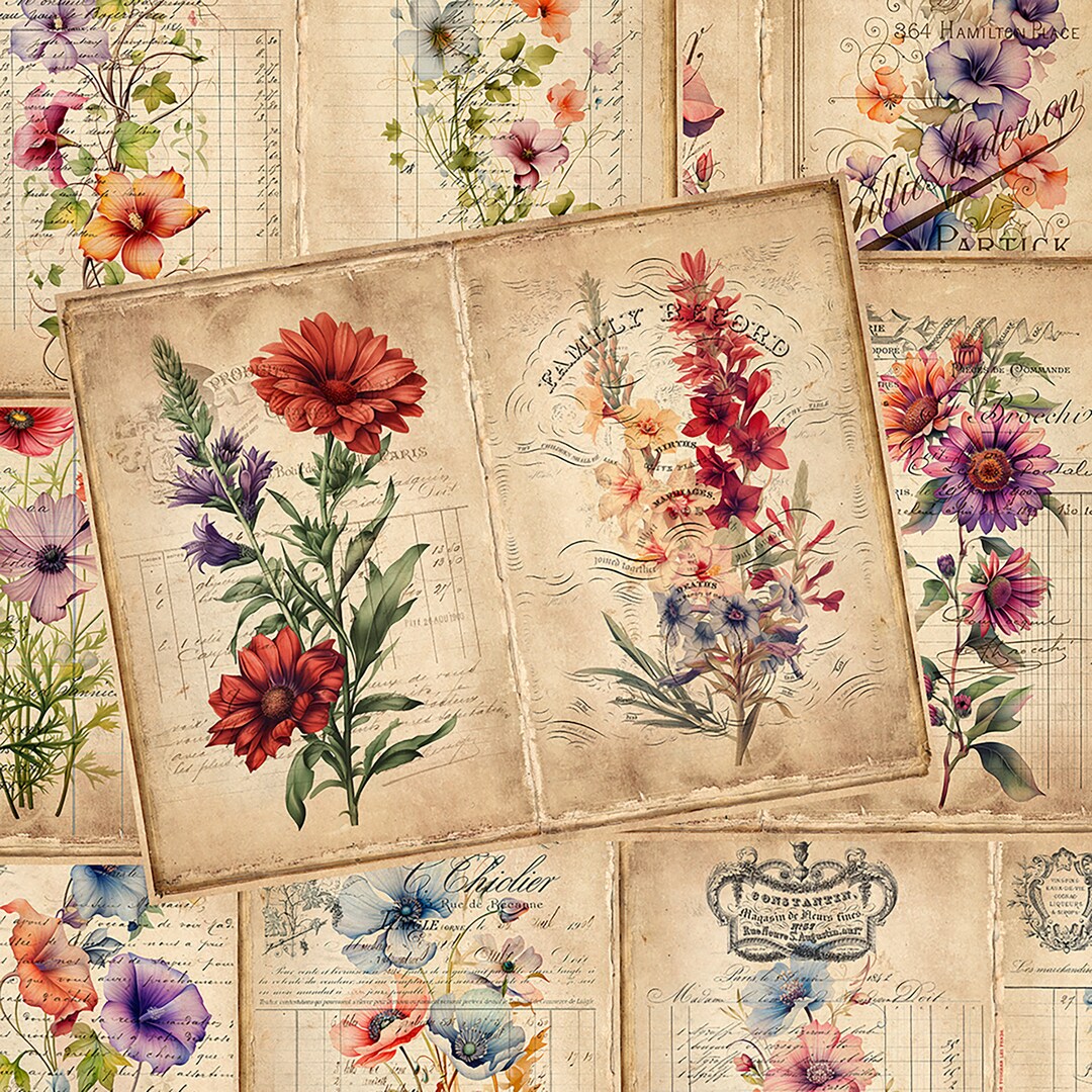 Wildflowers Junk Journal Pages, Junk Journal Kit, Printable Journal ...