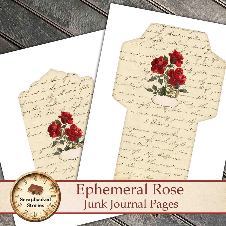 Ephemeral Rose, Junk Journal Pages, Printable Ephemera, Floral Pages ...