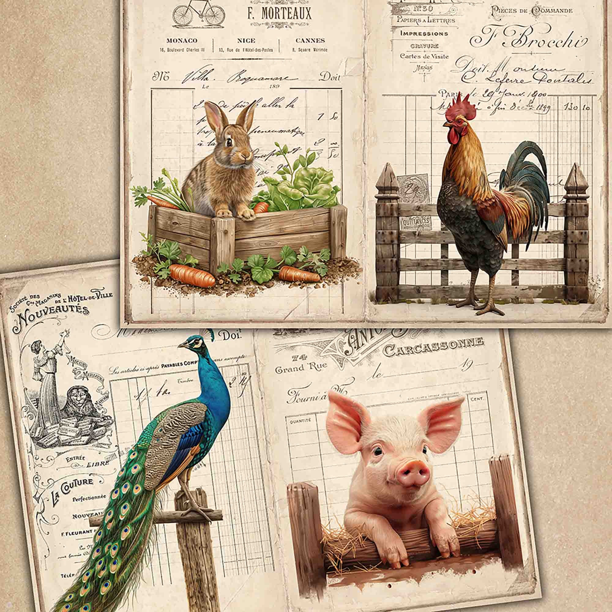 Farmyard Animals Junk Journal Pages, Cottagecore, Printable Journal Kit ...