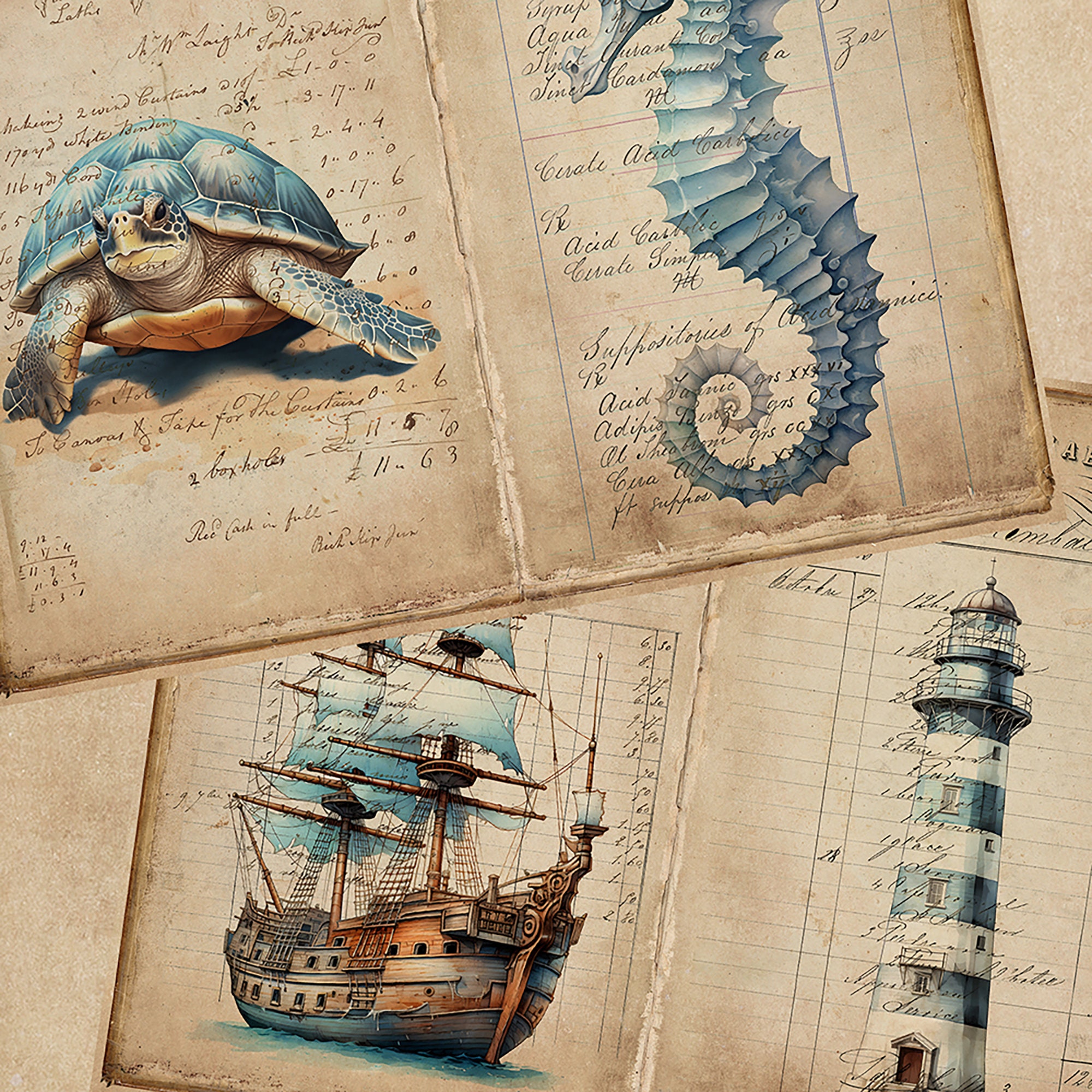 Underwater Junk Journal Pages, Junk Journal Kit Printable, Ocean ...