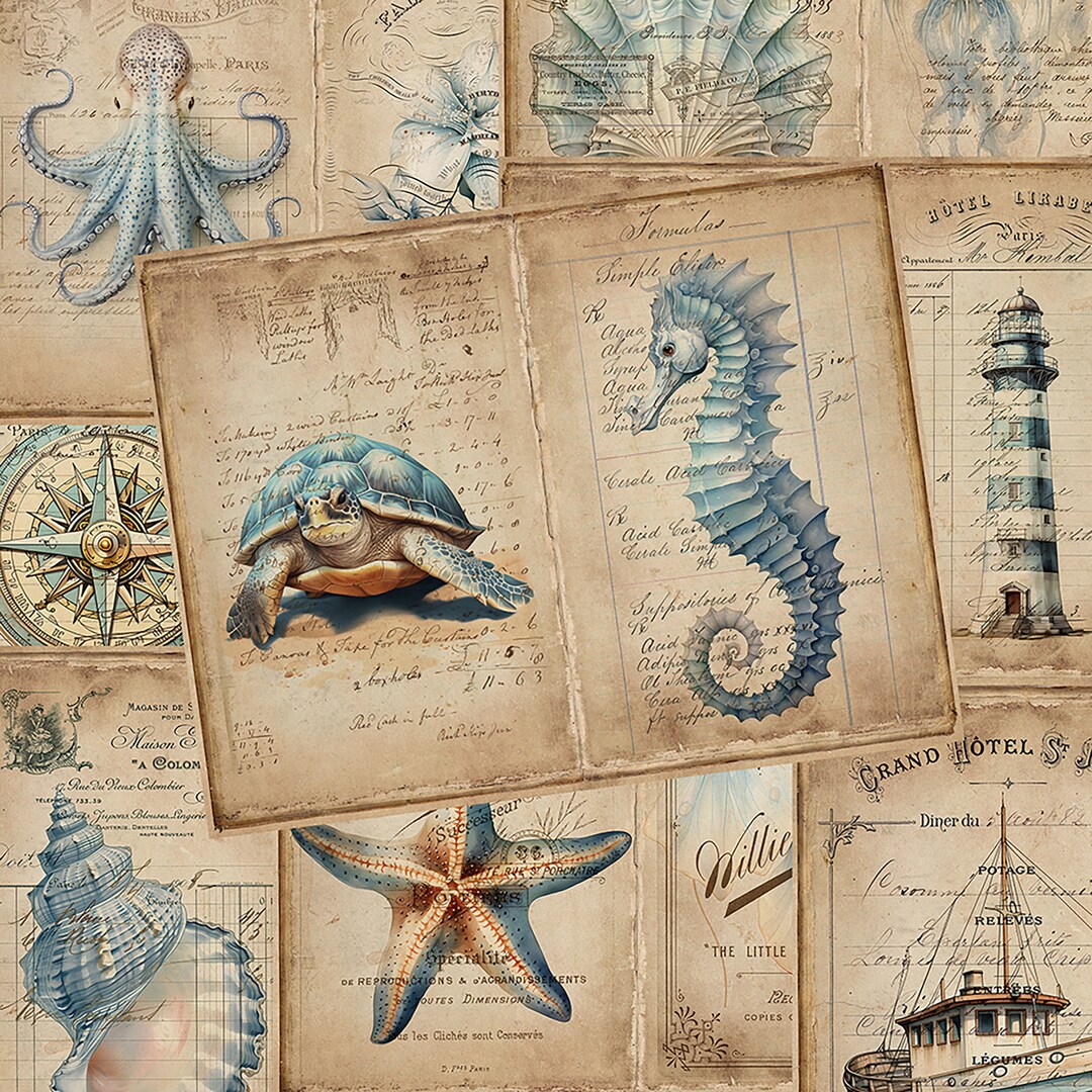 Underwater Junk Journal Pages, Junk Journal Kit Printable, Ocean ...