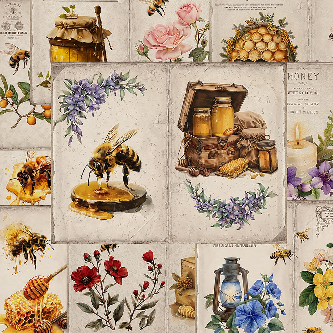 Bees Junk Journal Pages, Honey, Garden, Summer Flower, Beekeeper ...