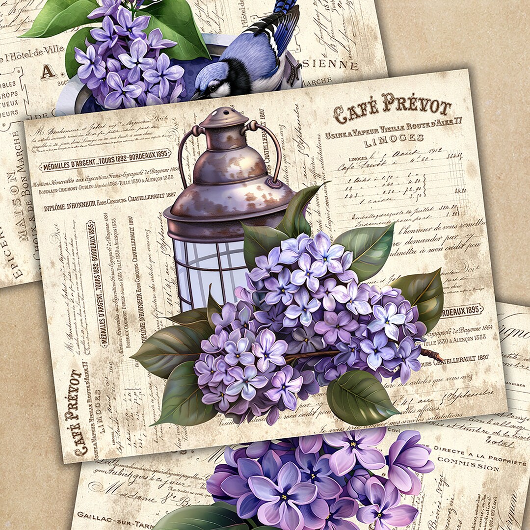 Lilac Collage Junk Journal Pages, Printable Journal, Spring, Garden ...