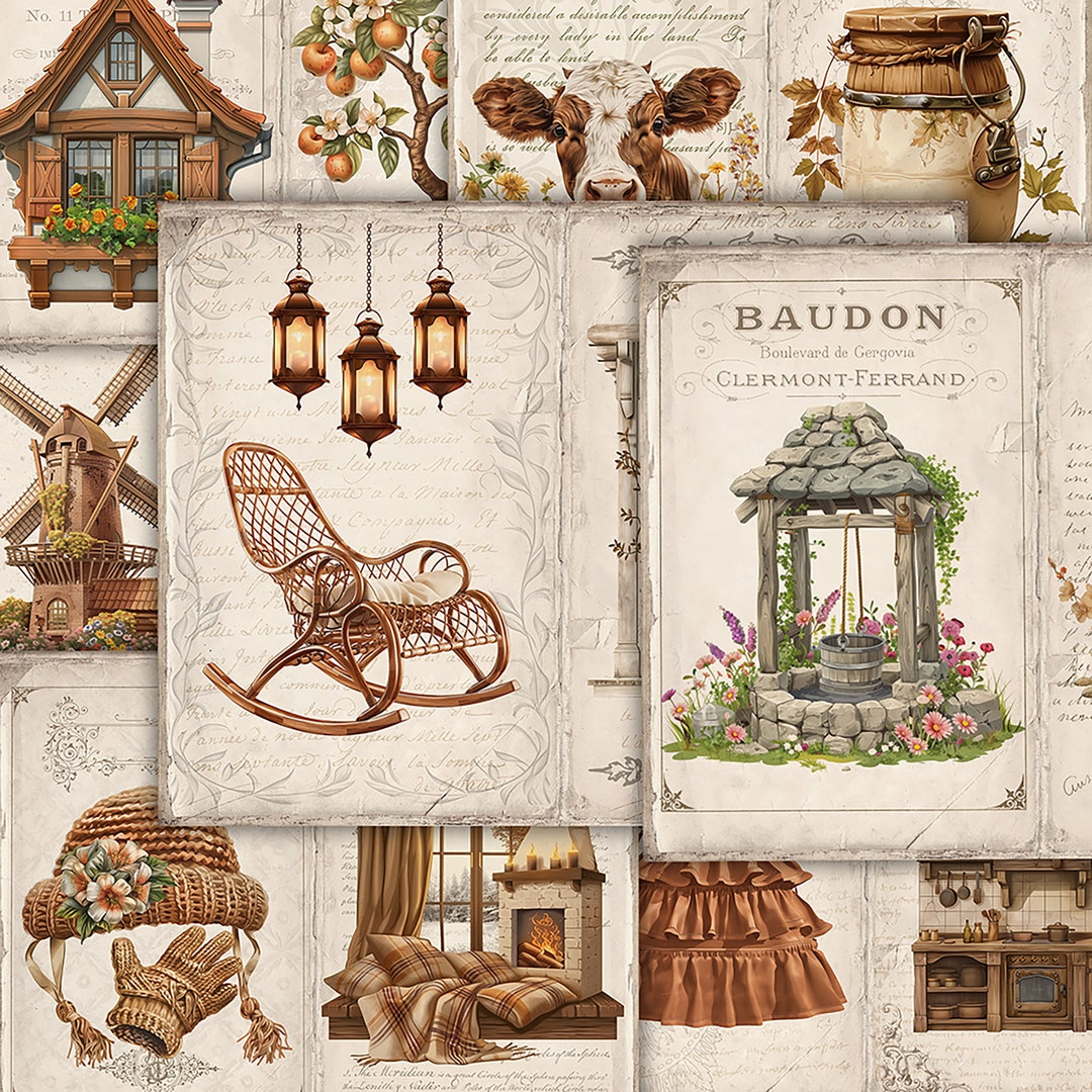 Farmhouse Cottage Junk Journal Pages, Cottagecore, Printable Journal ...