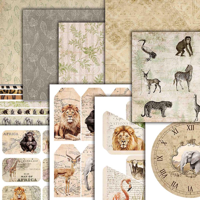 Safari Adventure ADD ON Kit, Junk Journal, African Safari Animals ...
