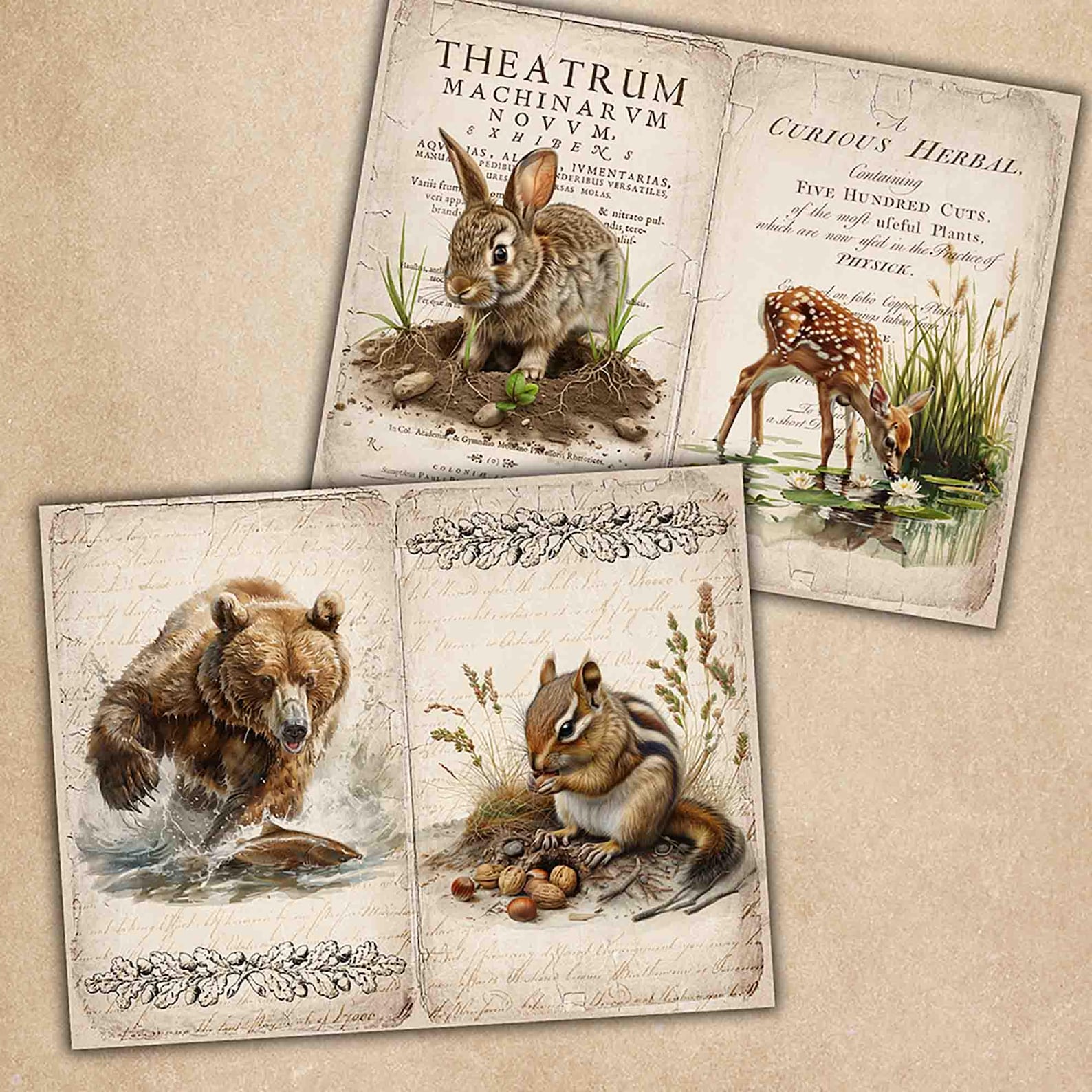 Forest Animals Junk Journal Pages, Woodland, Naturalist, Printable ...