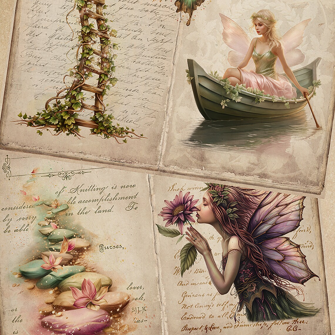 Green Fairy Junk Journal Pages, Magic Fairy, Printable Journal, Fairy ...
