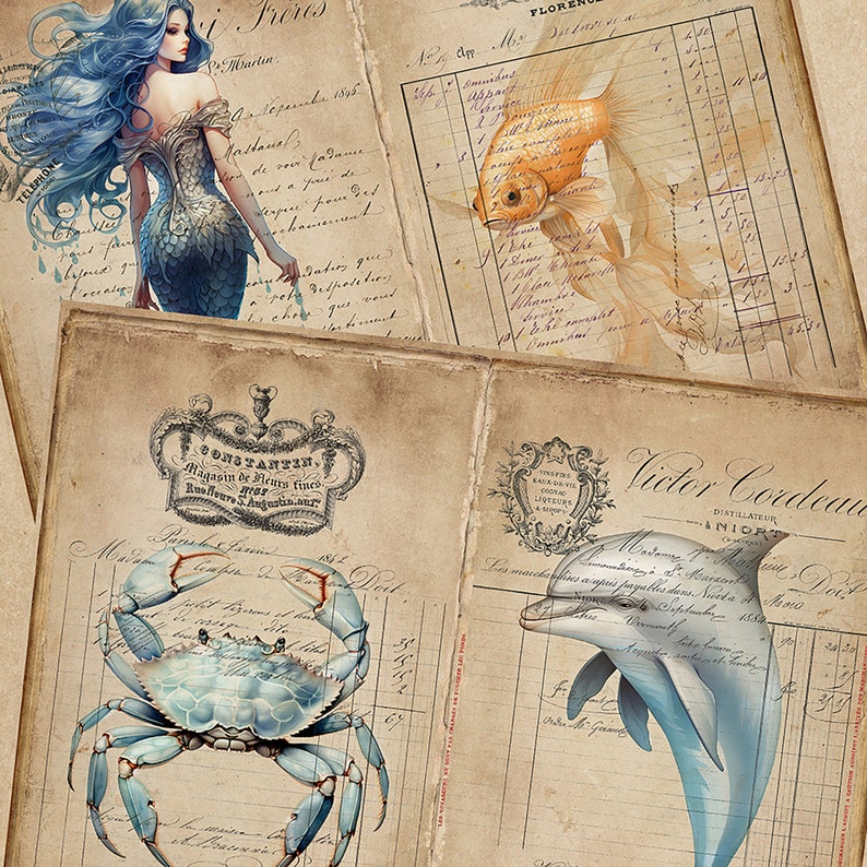 Underwater Junk Journal Pages, Junk Journal Kit Printable, Ocean ...