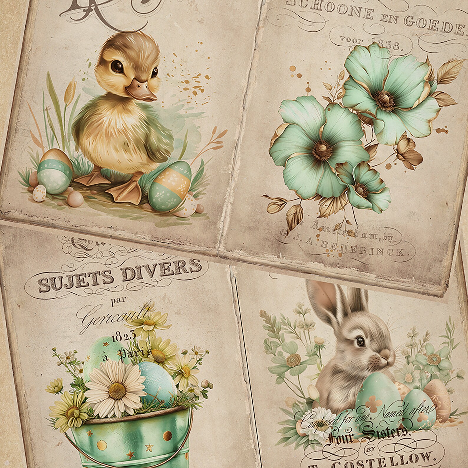Happy Easter Junk Journal Pages, Easter Bunny, Printable Journal ...