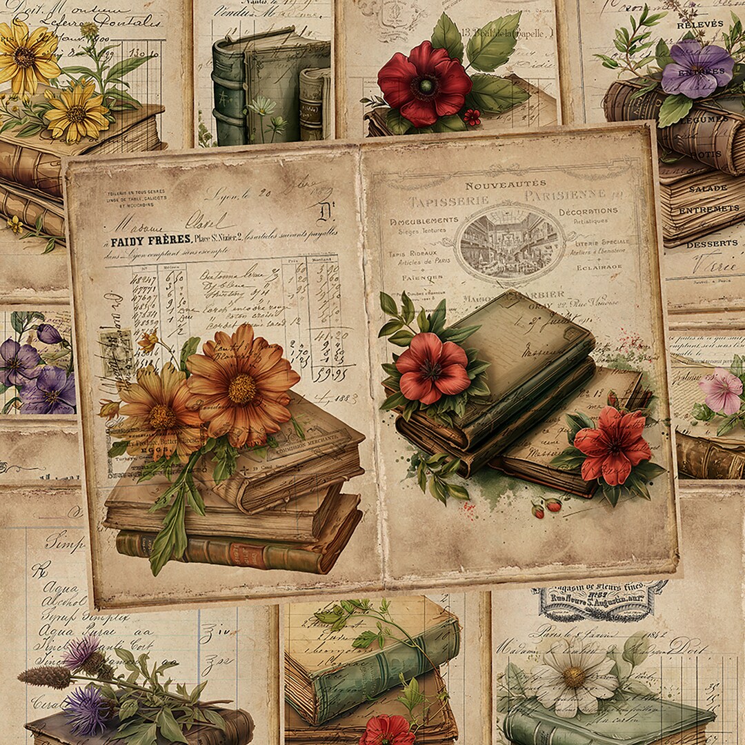 Old Books Junk Journal Pages, Junk Journal Kit, Printable Journal ...