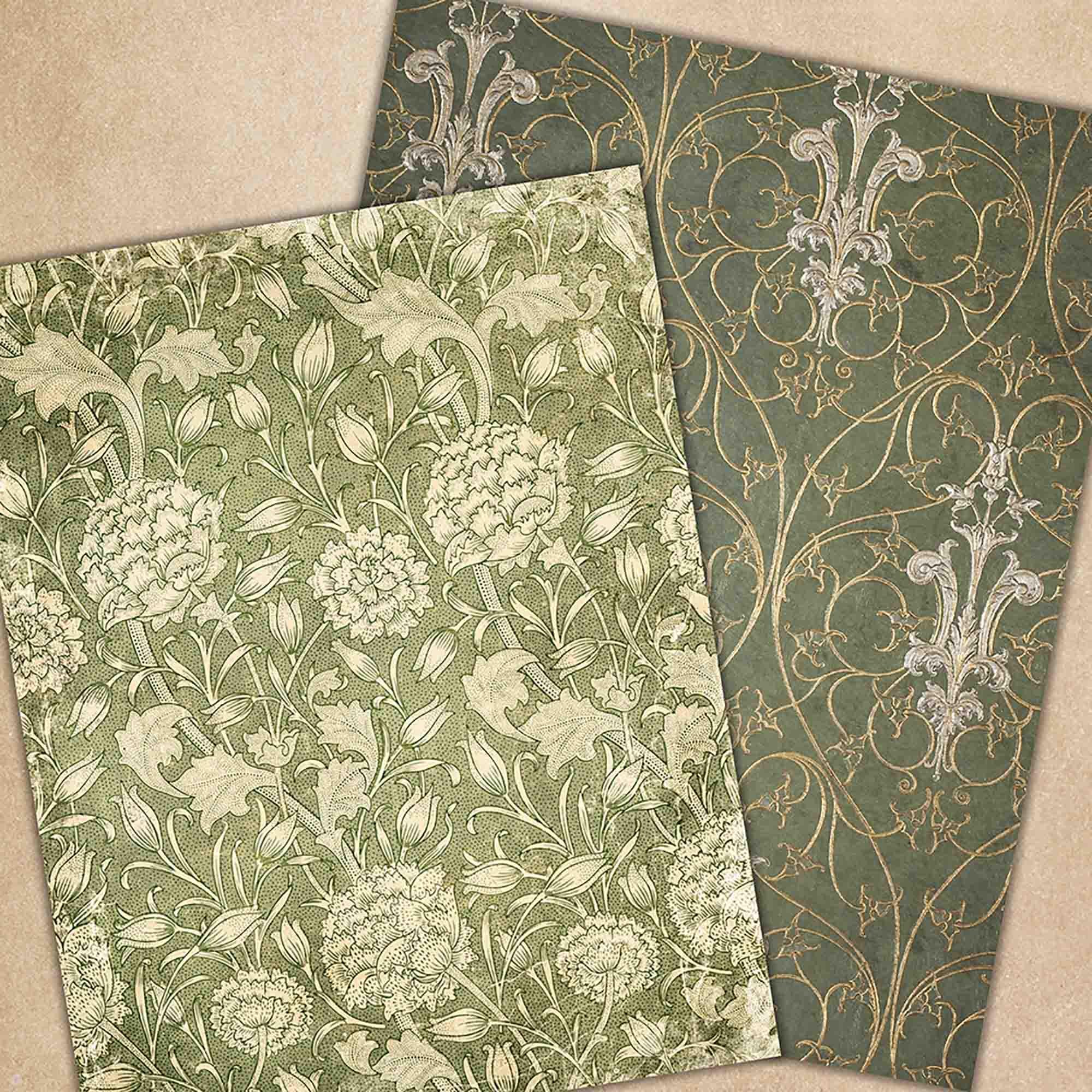 Sage Green Papers, Printable Journal, Collage Papers, Printable Papers ...