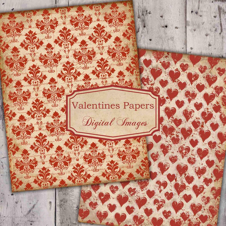 Valentines Papers, Printable Junk Journal, Love Papers, Romantic Papers ...