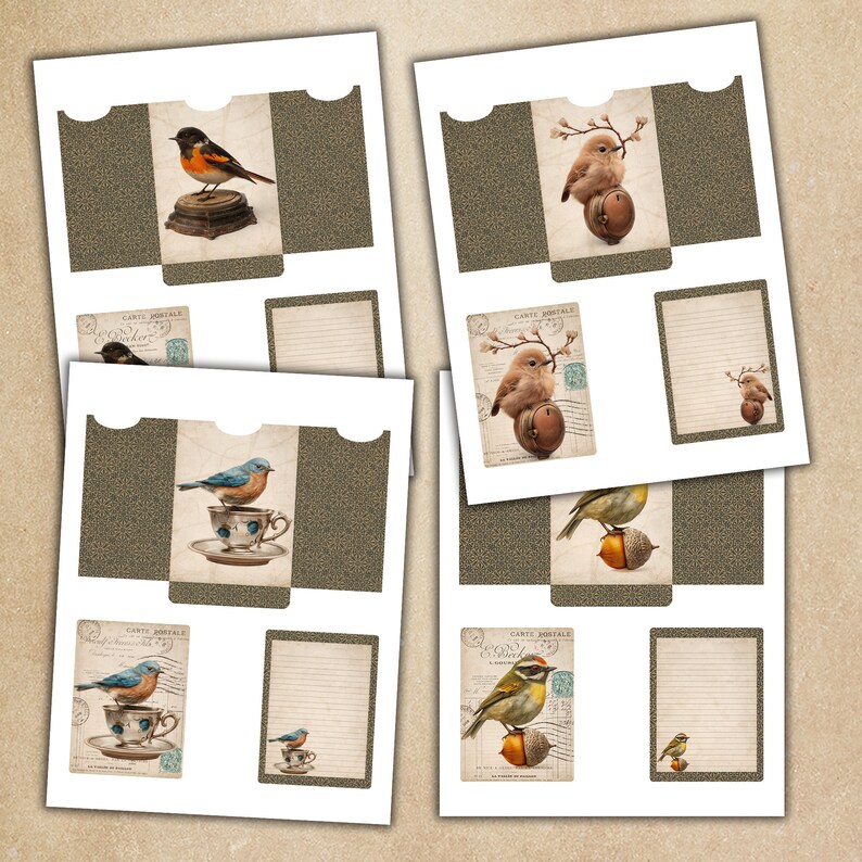 Birds Cards, Junk Journal Pages, Journal Spring Birds, Scrapbook ...