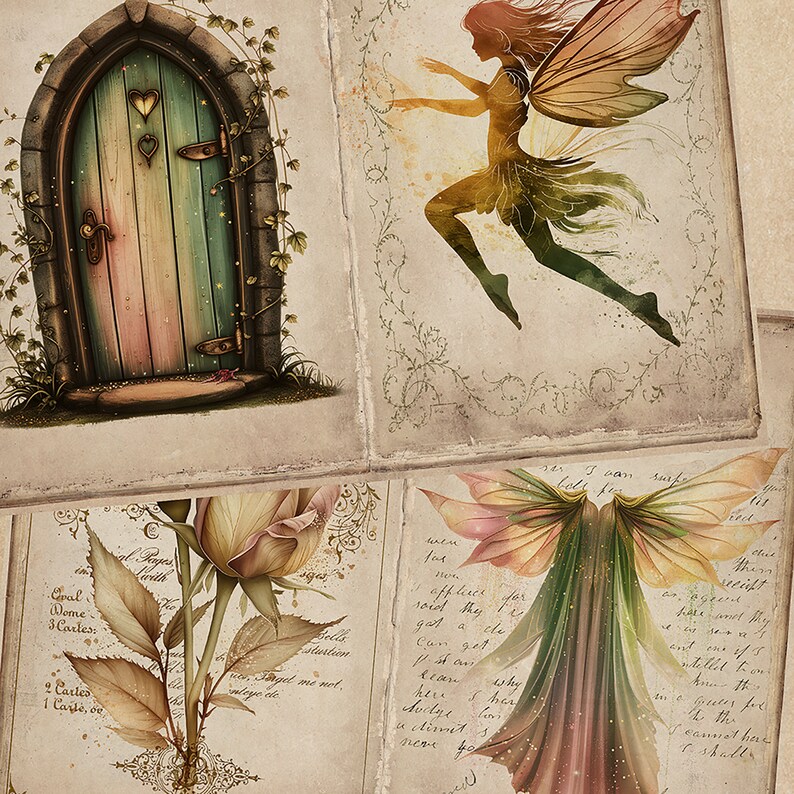 Green Fairy Junk Journal Pages, Magic Fairy, Printable Journal, Fairy ...
