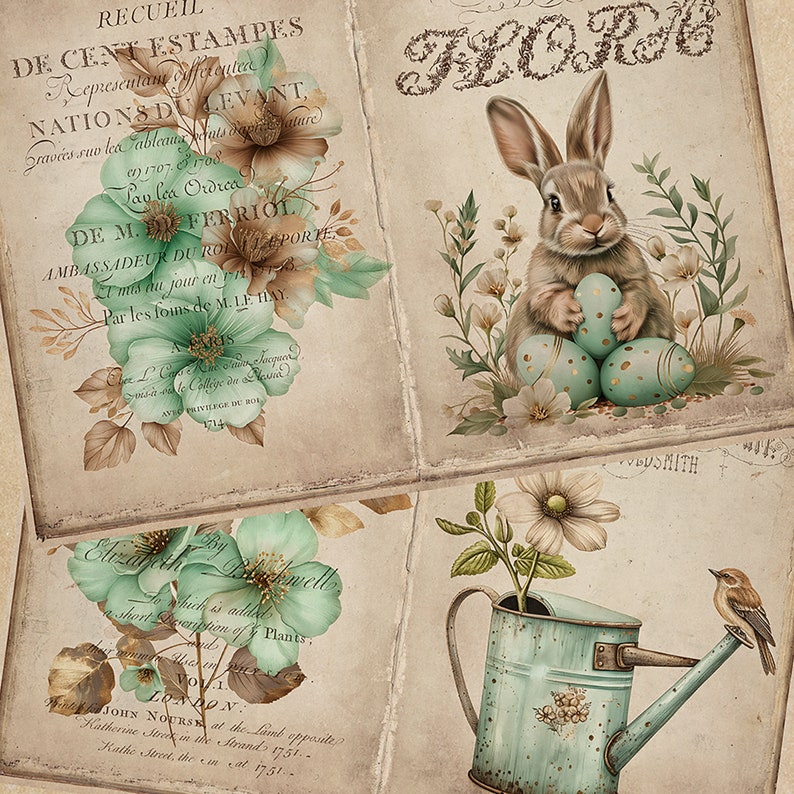 Happy Easter Junk Journal Pages, Easter Bunny, Printable Journal ...