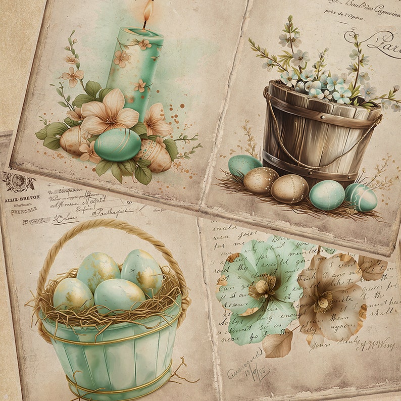 Happy Easter Junk Journal Pages, Easter Bunny, Printable Journal ...