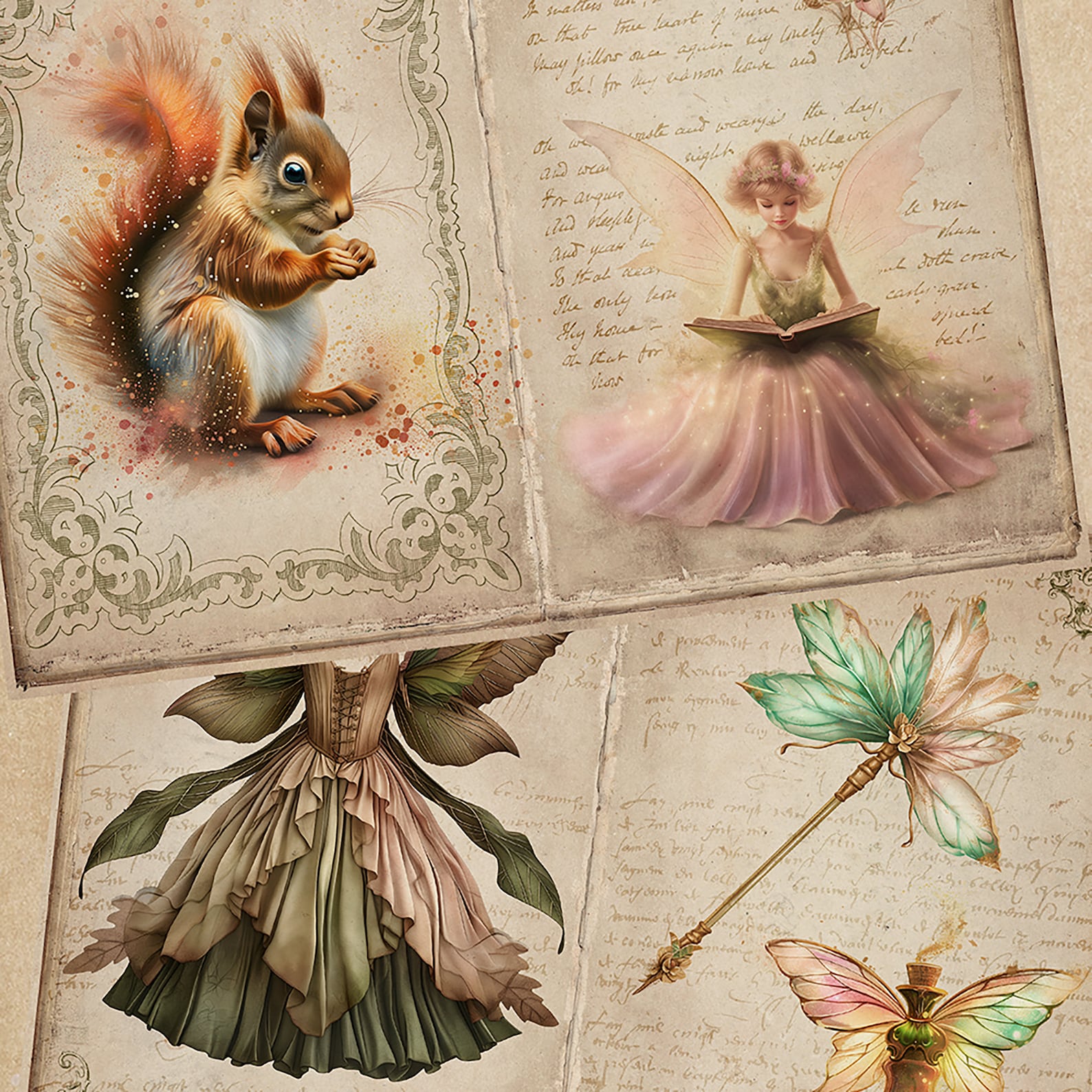Green Fairy Junk Journal Pages, Magic Fairy, Printable Journal, Fairy ...