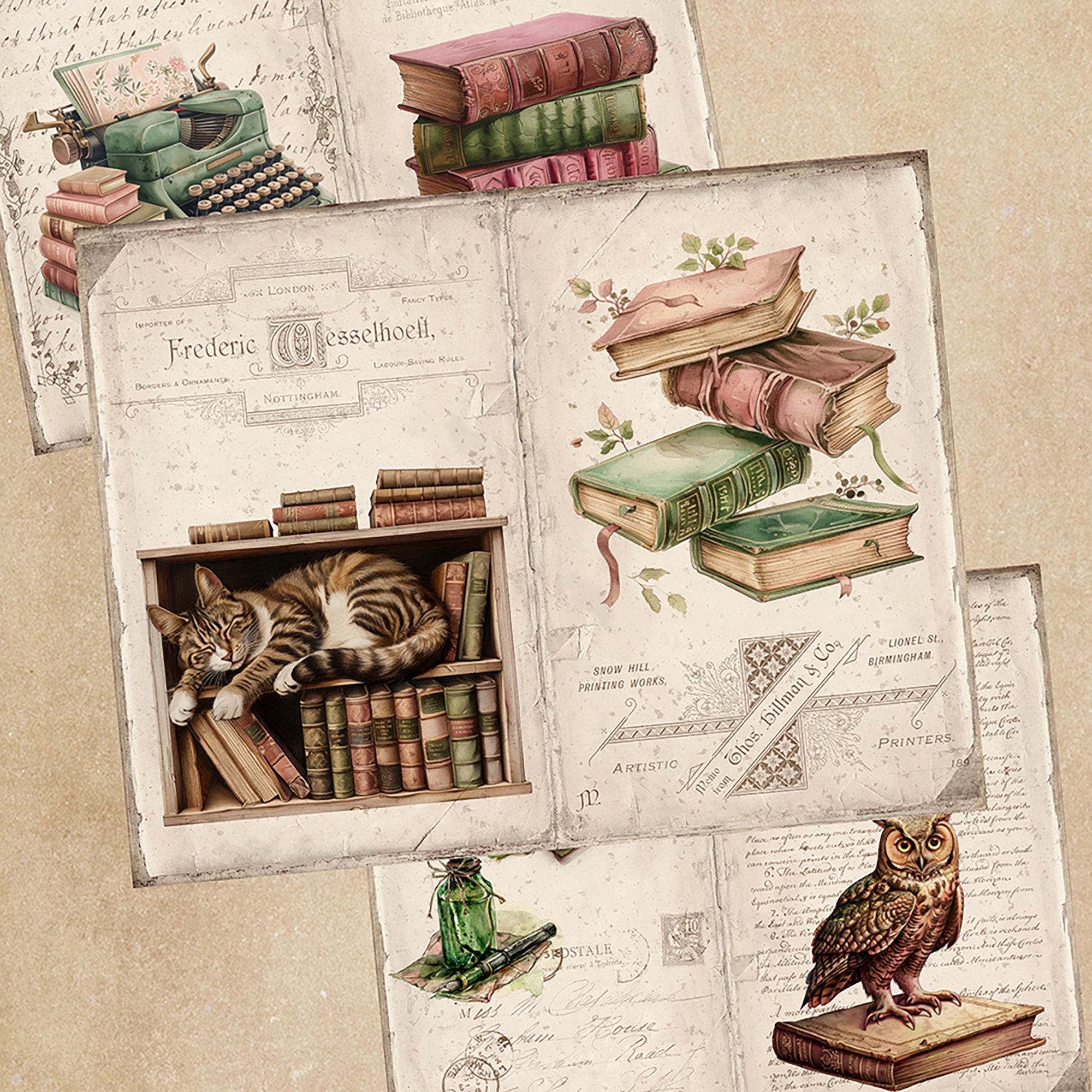 Book Lovers Junk Journal Kit, Books, Library, Printable Journal, Book ...