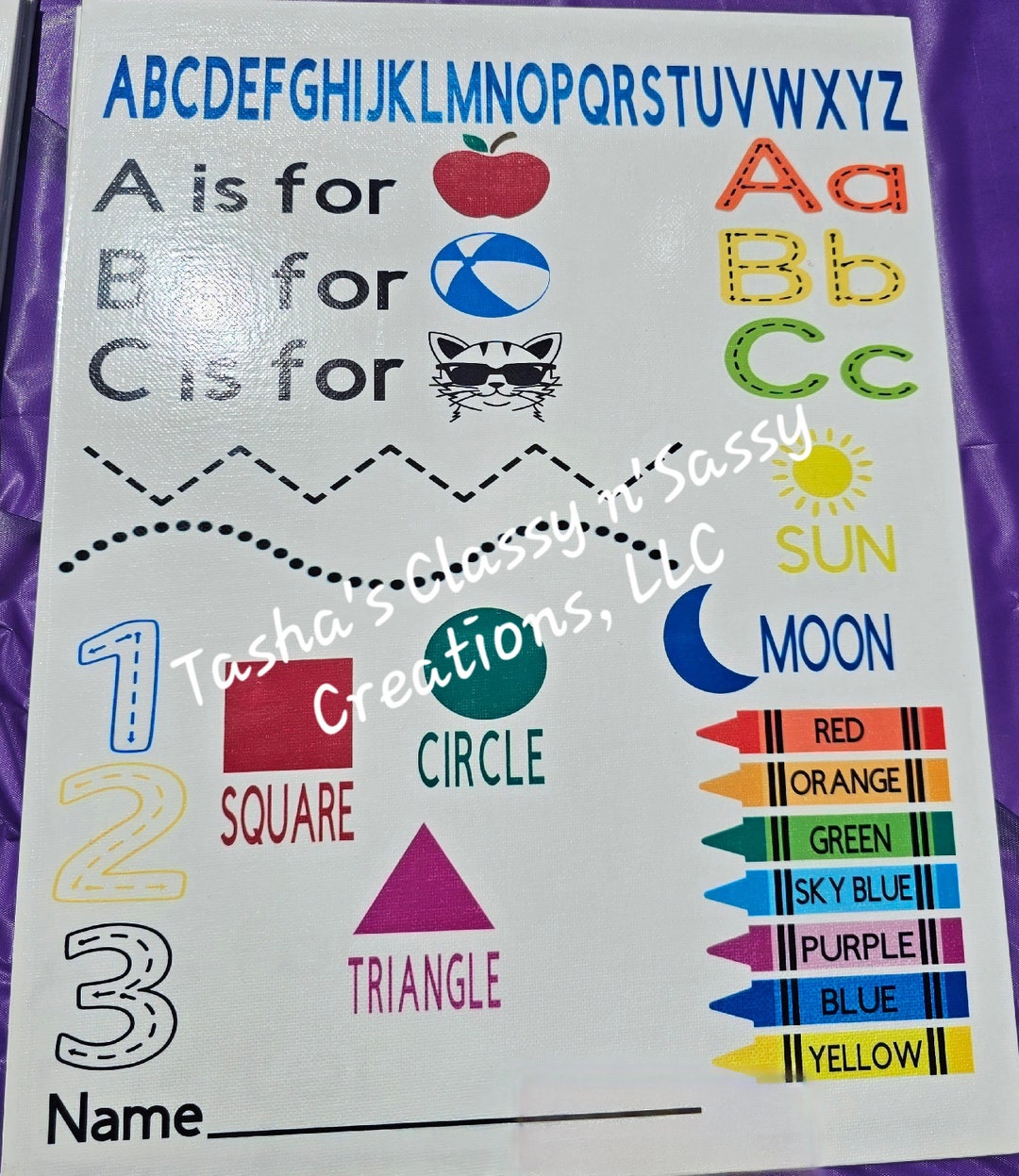 Preschool Learning Canvas-tracing Abcs, 123-washable, Reusable, Learn ...