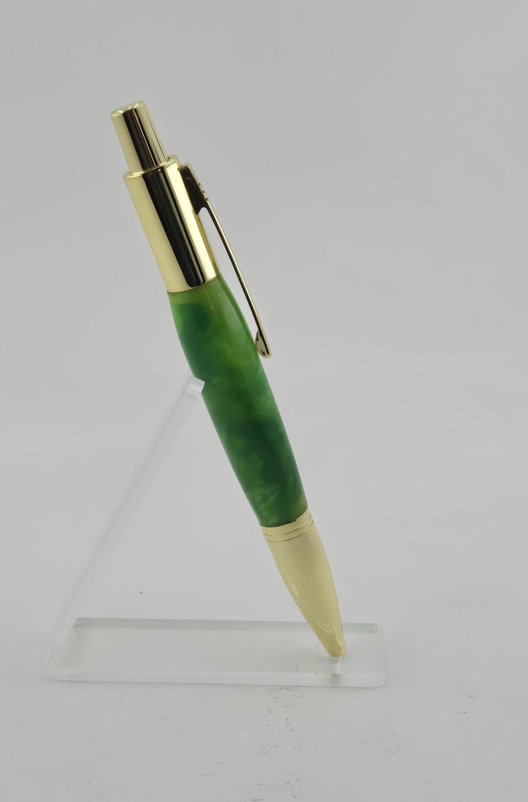 Vesper Click Ballpoint Pen – Emerald Green Elegance With Silver & Gold ...