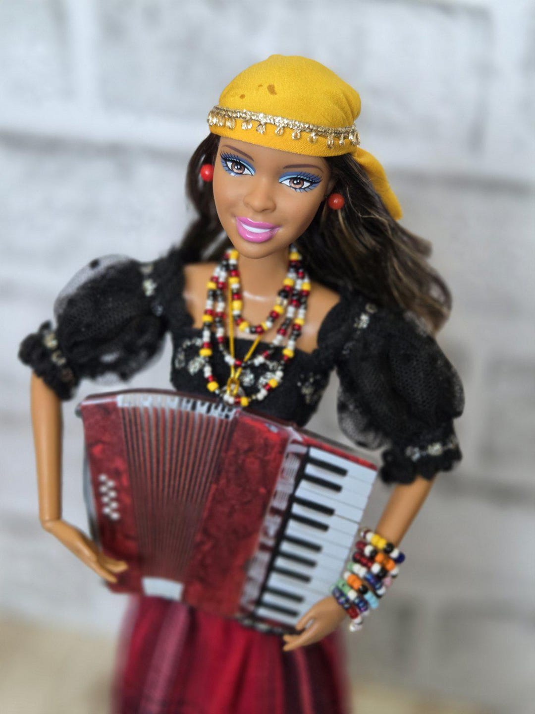 Handmade Gypsy Doll With Accordion – Authentic Folk Doll, Musical Ethno ...